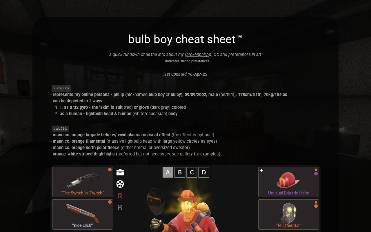 bulb boy cheat sheet™